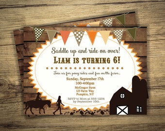 Fall Pumpkin Patch Birthday Invitation Hayride Farm Autumn