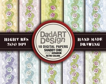 Floral digital paper 10 sheets Instant download