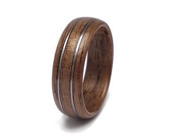 Wood inlay ring | Etsy