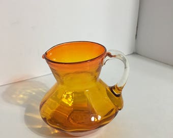 Orange glass pitcher | Etsy