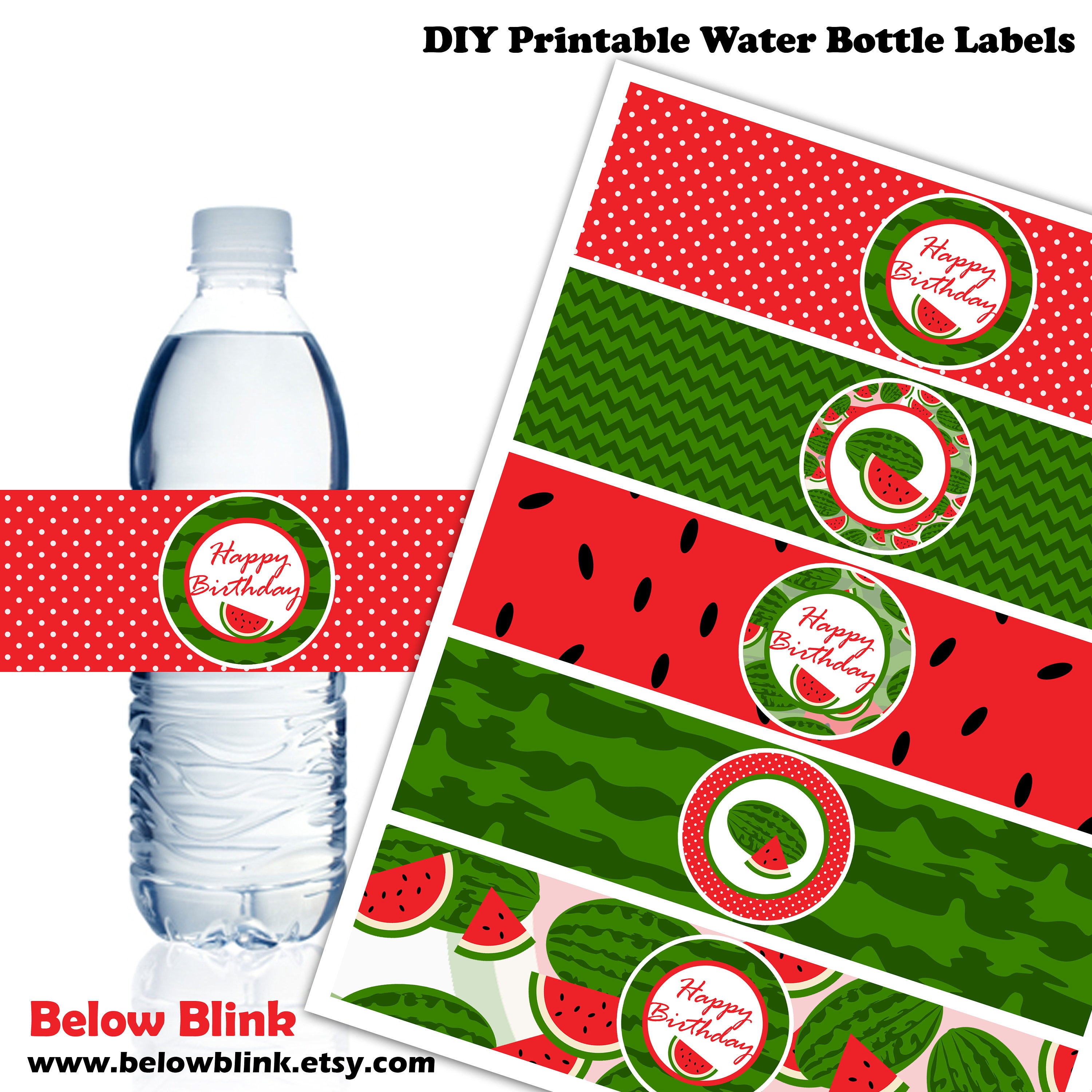 Watermelon Bottle Labels Printable Watermelon Theme Party