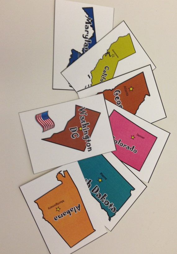 US States Card Games USA States & Capitals Flash Cards - Learn All 50 ...