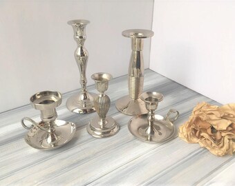 Silver candle holder | Etsy