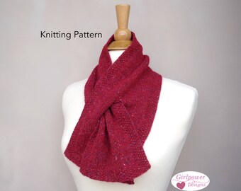 Pull Through Scarf Knitting Pattern Easy Ascot Neck Warmer