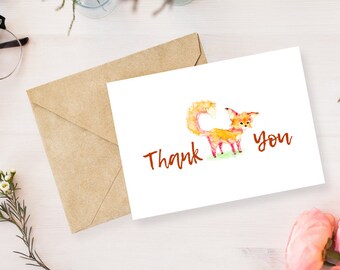 Fox thank you card | Etsy