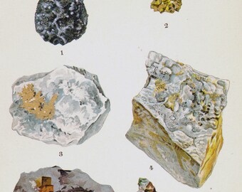 Metal Ores Valuable Minerals Chart Edwardian Era 1912 Geology