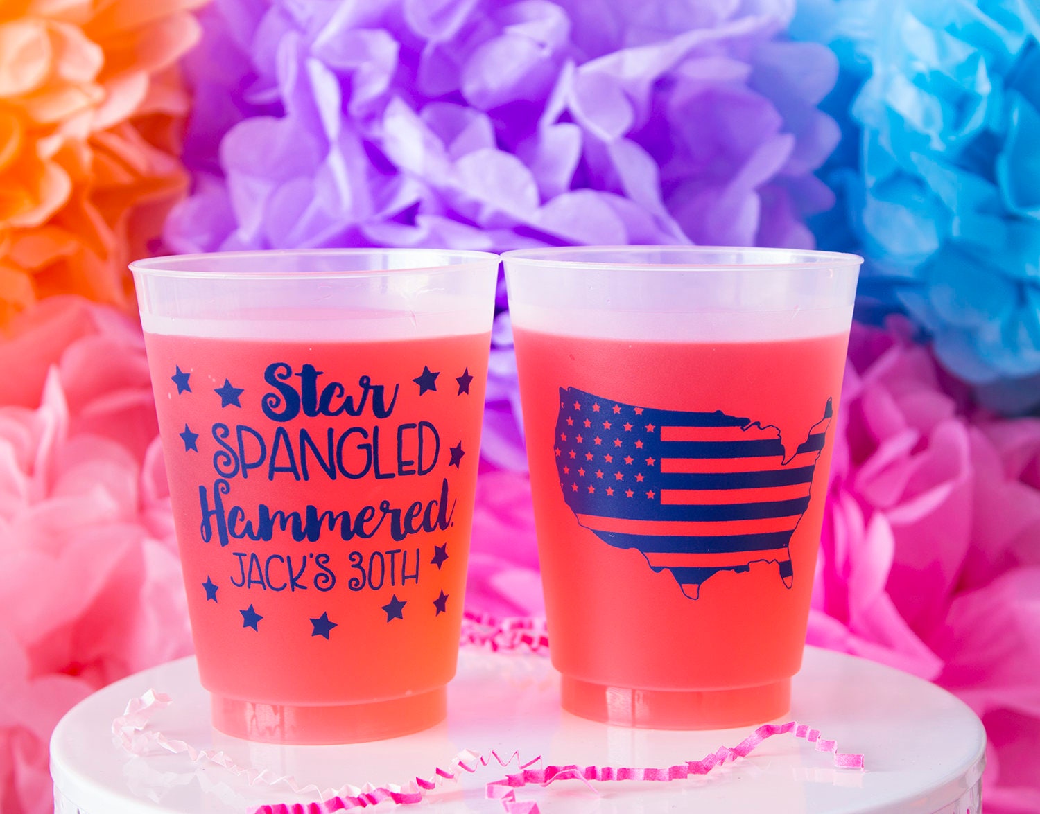 Funny Cups Personalized Cups Star Spangled Hammered Cups