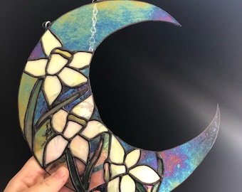 Stained glass moon | Etsy