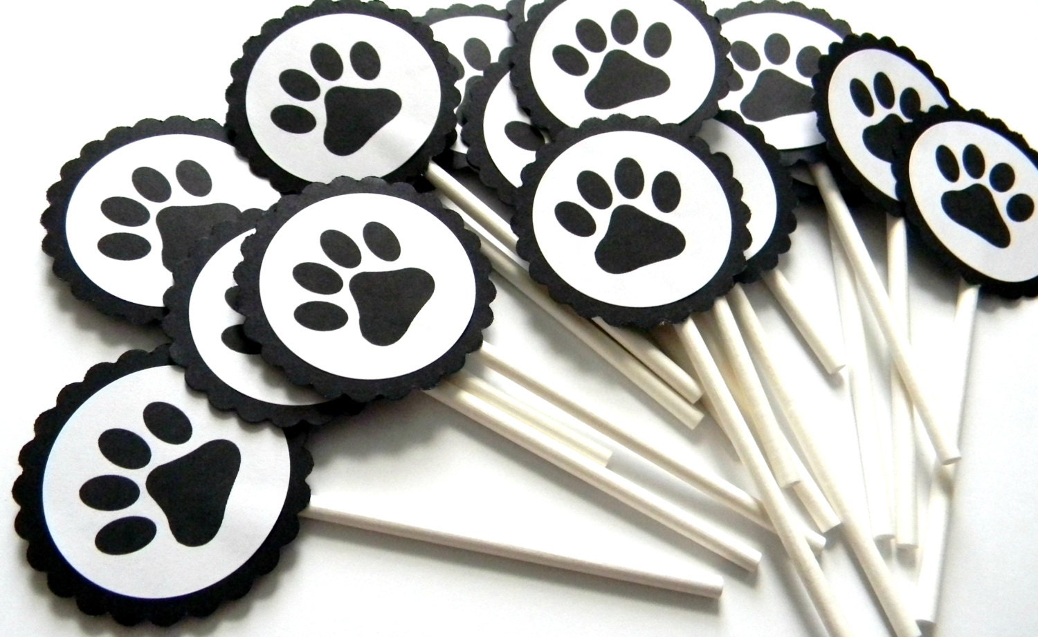 12 Paw Print Cupcake Toppers Dog Birthday Adoption Party