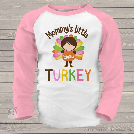 mommy's little turkey girls thanksgiving shirt