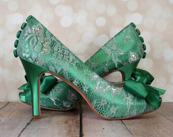 Emerald green shoes | Etsy