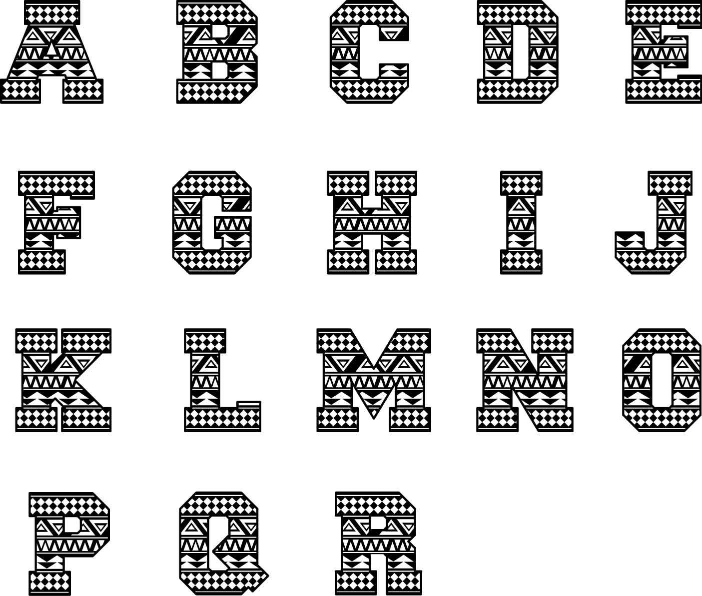 Azteca fuente svg monograma Azteca, letras aztecas, fuente Tribal ...