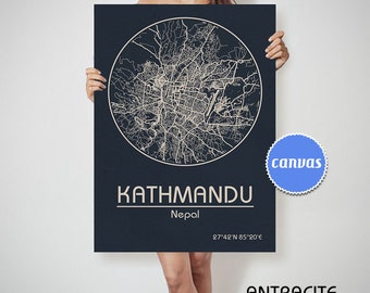 Kathmandu Map Kathmandu Art Kathmandu Print Kathmandu Nepal