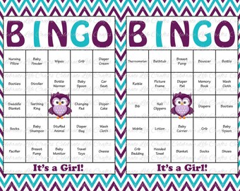 30 Owl Baby Shower Bingo Cards Printable Party Baby Girl