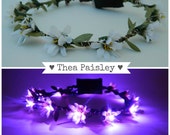 Items similar to Light up flower crown EDC Daisy LED Halo in Purple ...