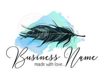 DIGITAL Feather logo black white feathers watermarks Custom