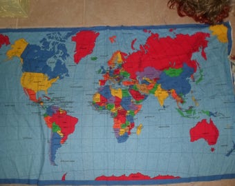 World map fabric | Etsy