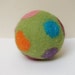 Wool rattle ball large multicolor felted shaker polka dots