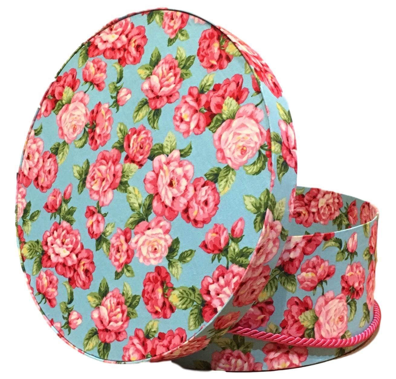 Hat Box in Blue and Pink Floral, Large Decorative Fabric Covered Hat ...