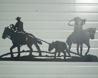 Team Roping drawing of rodeo cowboys team roping at the