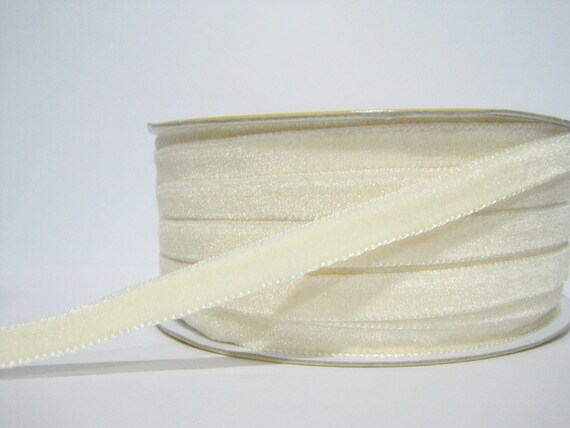 5 yards 3/8 Cream Velvet Ribbon Cream Velvet Ribbon