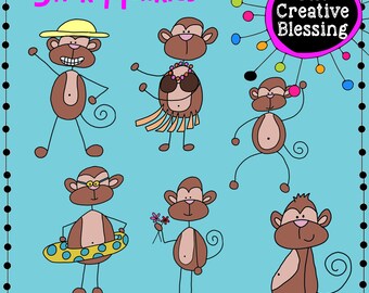 Monkey clip art | Etsy