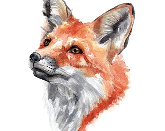 Fox watercolor | Etsy