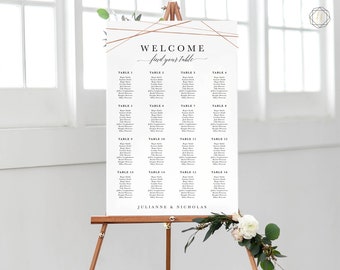 Wedding seating chart sign//Cream and Gold Seating