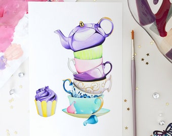 Teacup art print | Etsy