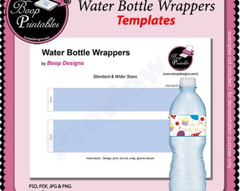 Water Bottle Wrapper Template Welcome Bag Favor Rustic