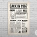 Back In 1967 Newspaper-Style DIGITAL Poster 50th Birthday