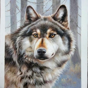 Wolf oil painting | Etsy