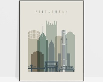 Pittsburgh Skyline Poster Cathedral of Learning Art Print