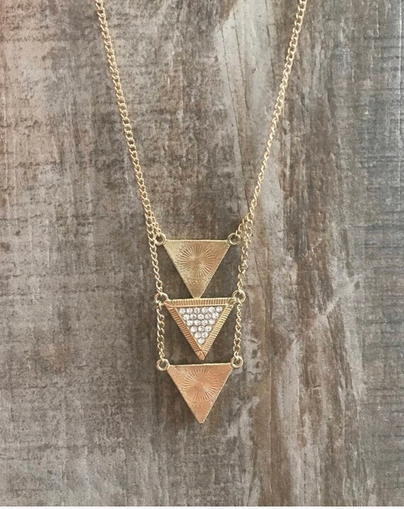 Items similar to Triangle Necklace, Triangle Pendant, Triangle Pendant ...