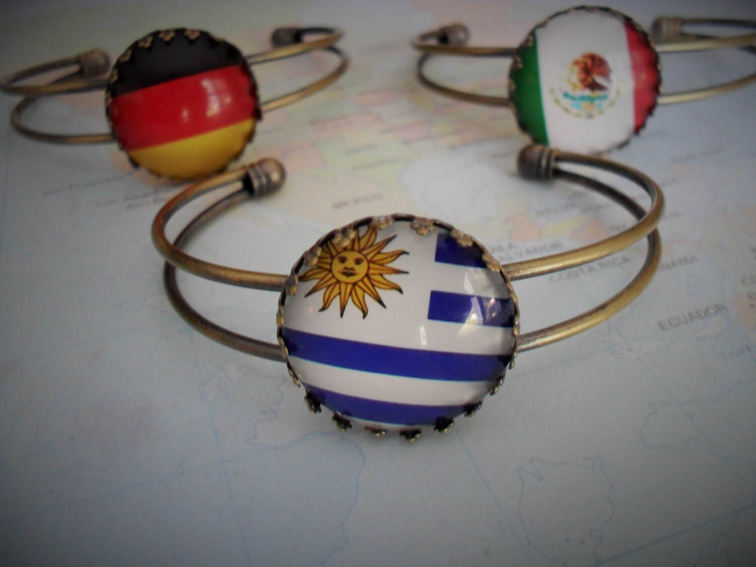 CUSTOM FLAG Cuff BRACELET / Any Country / Gift for Her