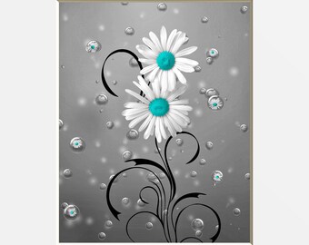 Aqua wall art | Etsy