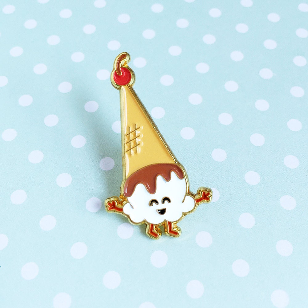 Ice Cream Cone Enamel Pin dessert food lapel