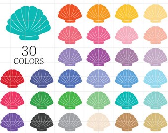 Premium Seashells Clipart & Vector Set Bright Blue