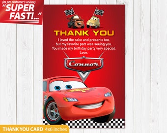 Cars thank you card | Etsy
