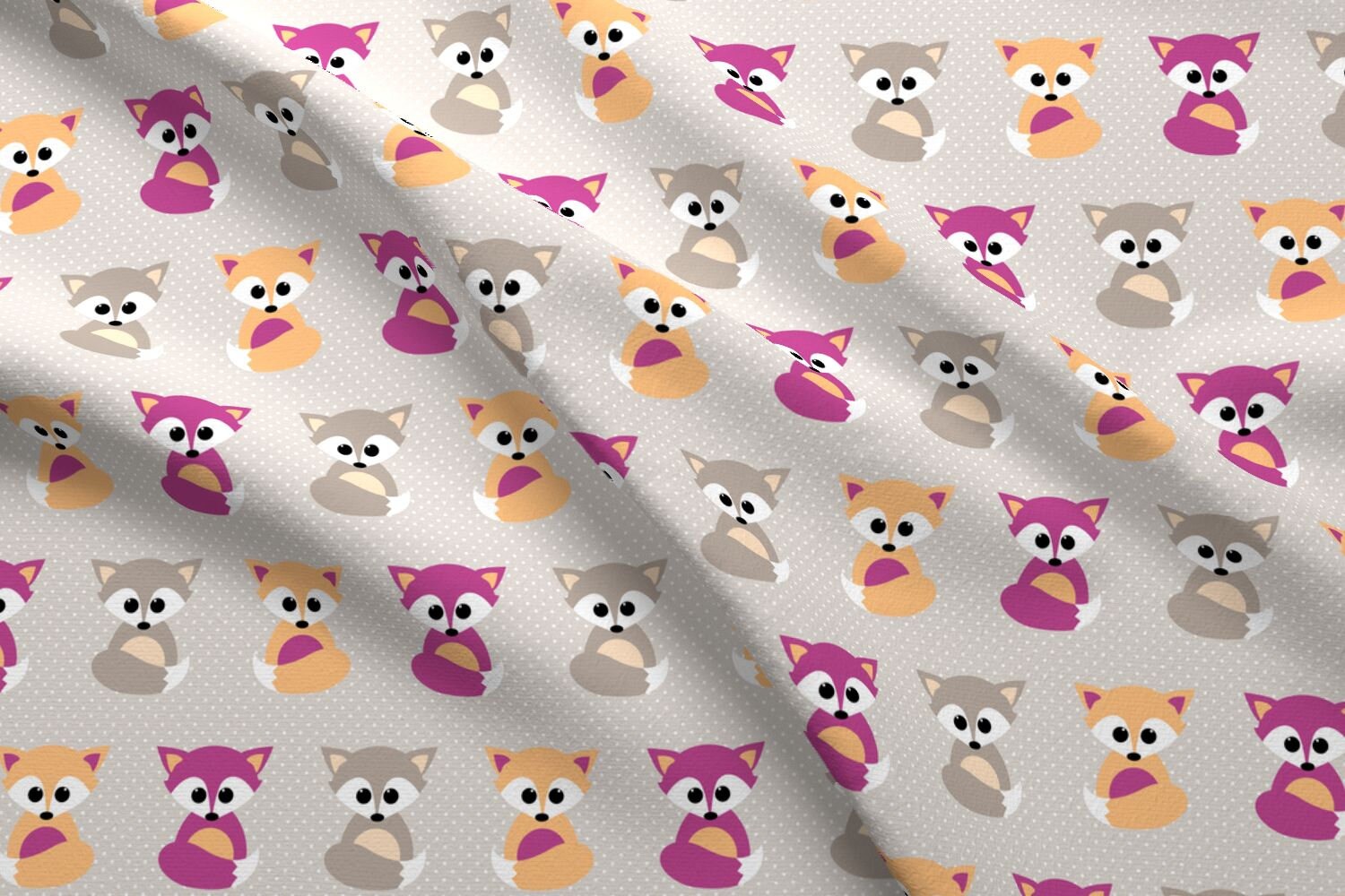 Woodland Fox Baby Fabric Baby Foxes Purple By Heleenvanbuul