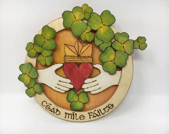 Cead Mile Failte Vertical Sign Gaelic Irish Hundred Thousand