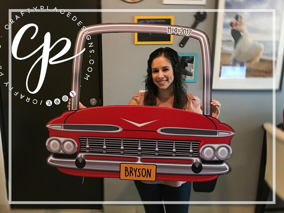 50's photo booth frame Classic car photo booth prop