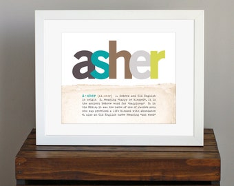Baby Name Meaning Custom Art Print unique baby shower gift