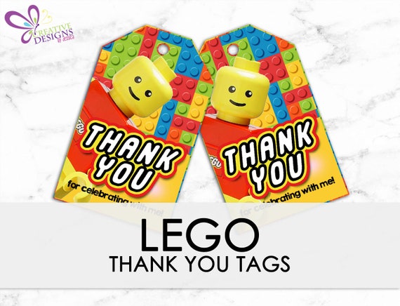 Lego Birthday Thank You Tag Digital Printable File Lego