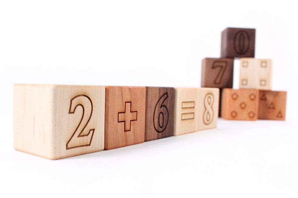 12-piece MATH BLOCKS set all natural and educational