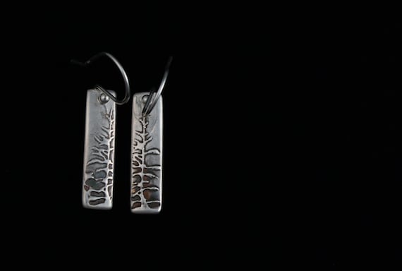 Forest Earrings Fine Silver Redwood Tree Handmade