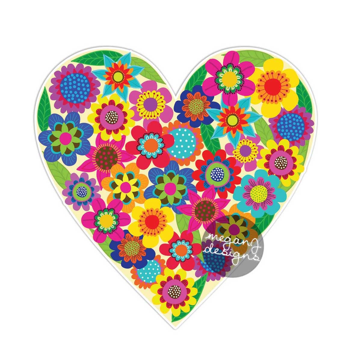 Flower Heart Sticker Colorful Floral Car Decal Laptop Decal