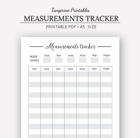 Printable Measurements Tracker