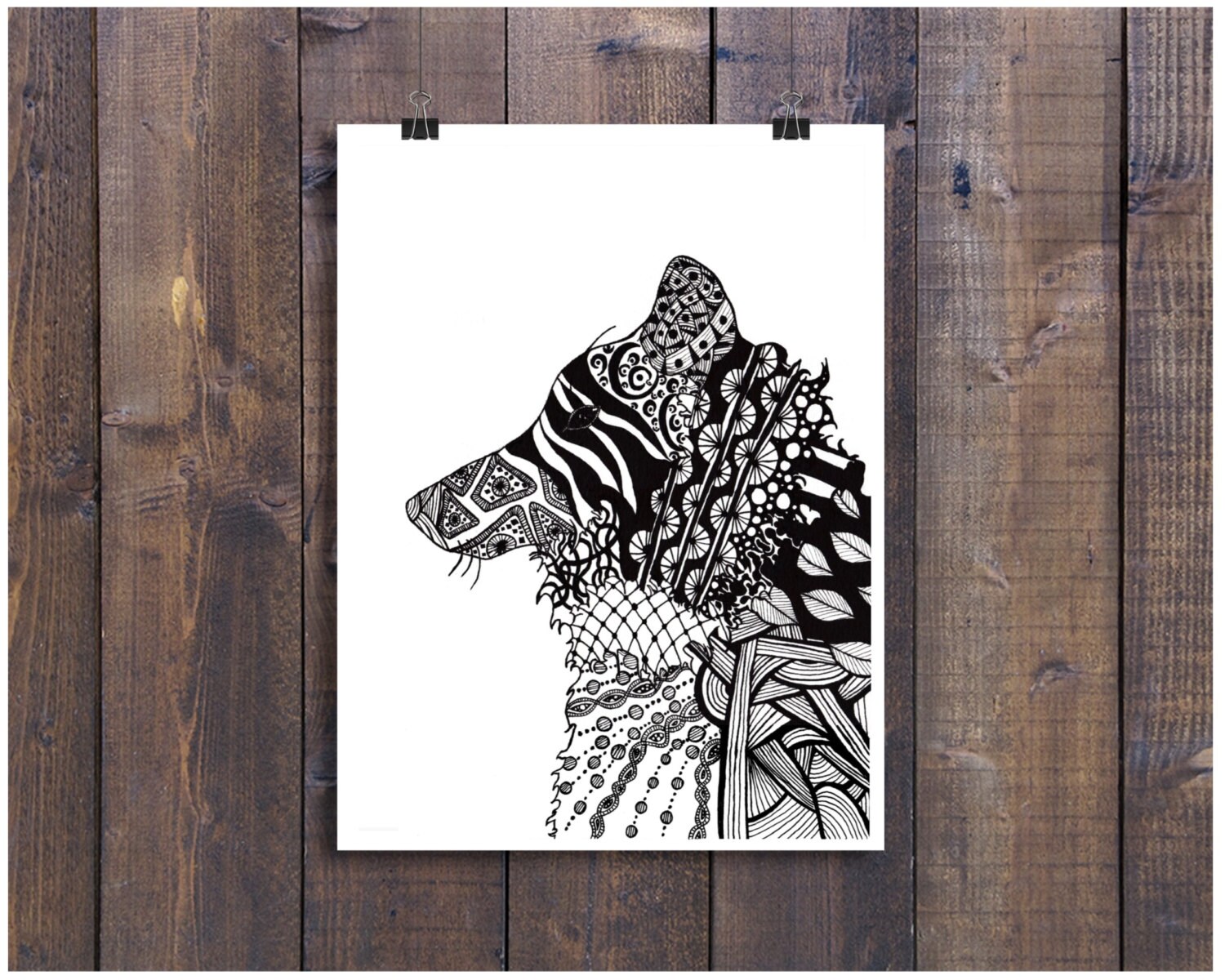 Wolf Art Wolf Drawing Pen and Ink Wolf Ink Drawing Pen and