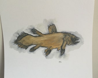 Coelacanth Mermaid Rescue 8x12 print